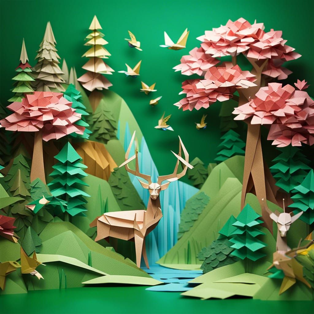 Origami Forest - AI Generated Artwork - NightCafe Creator
