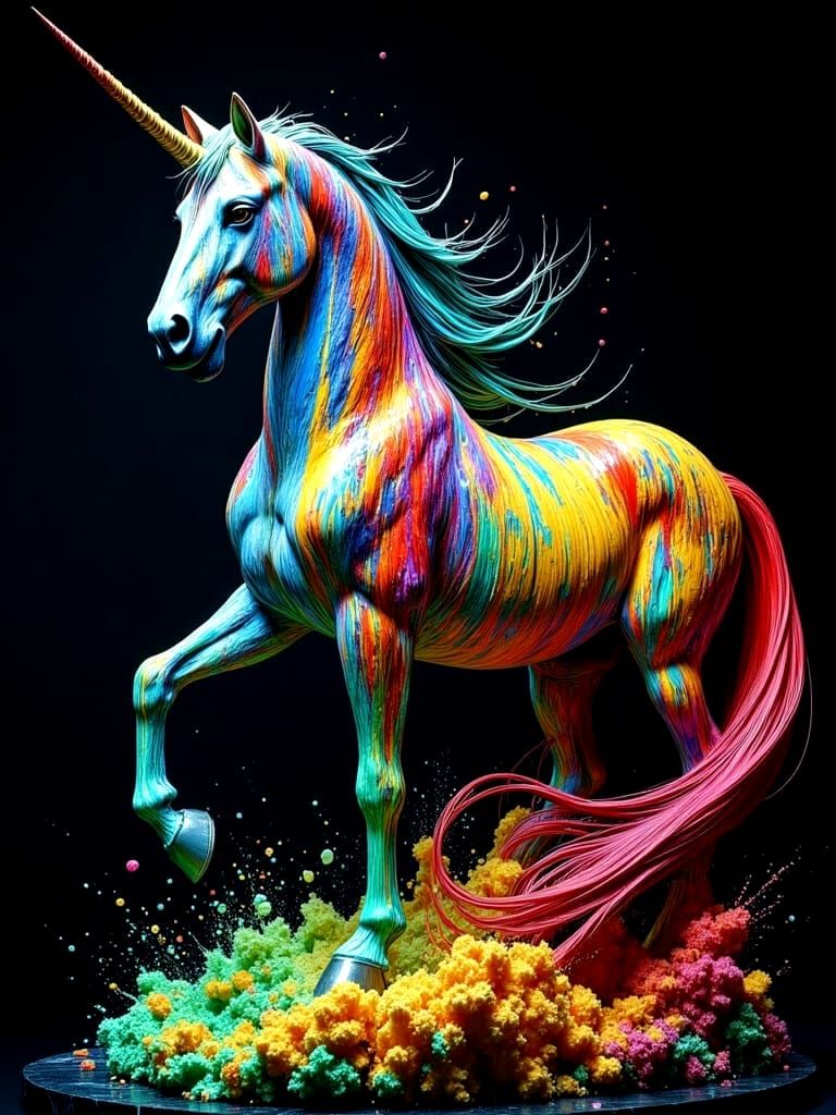 A colorful unicorn - Vibrant Ancient Unicorn Explodes in Col...