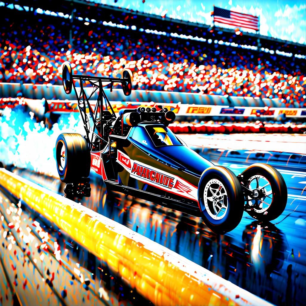 A wide angle profile view of a parachute deploying from a realistic ...