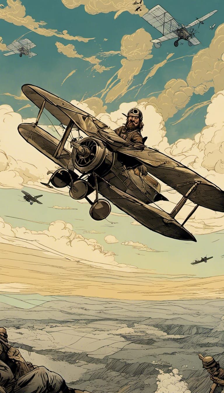 Viking Fighter Pilot Flying A Biplane - AI Generated Artwork ...