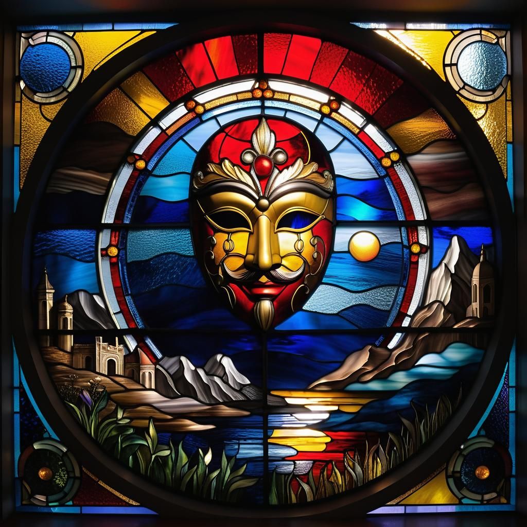 Mask in Stained Glass - AI Generated Artwork - NightCafe Creator