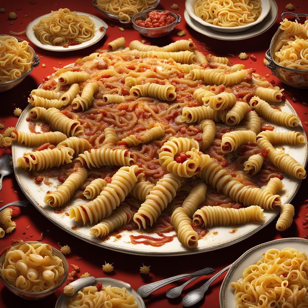 Crawling maggots; Horrific maggot filled pasta dinner; pasta dish ...