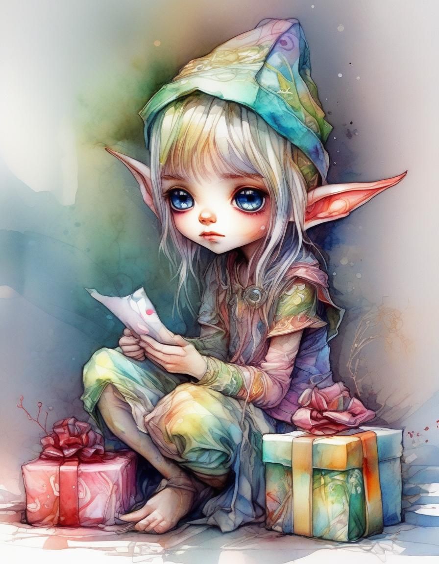 Sweet little Chibi Elf, - AI Generated Artwork - NightCafe Creator