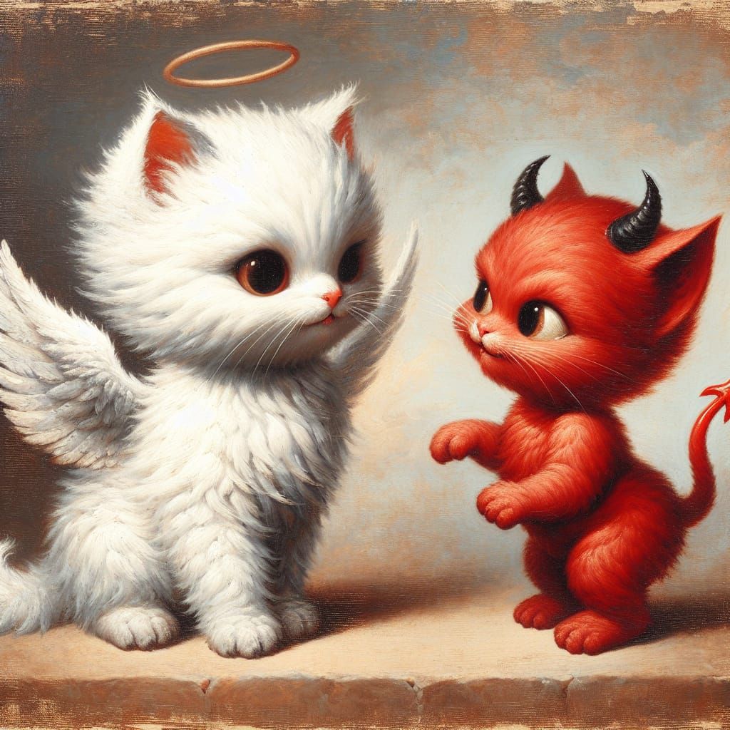 Extremely Cute Angel & Devil Cats - Extremely Cute Angel & D...