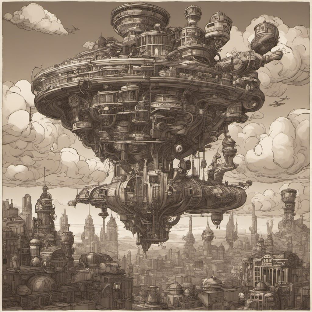 Steampunk Cloud City - AI Generated Artwork - NightCafe Creator