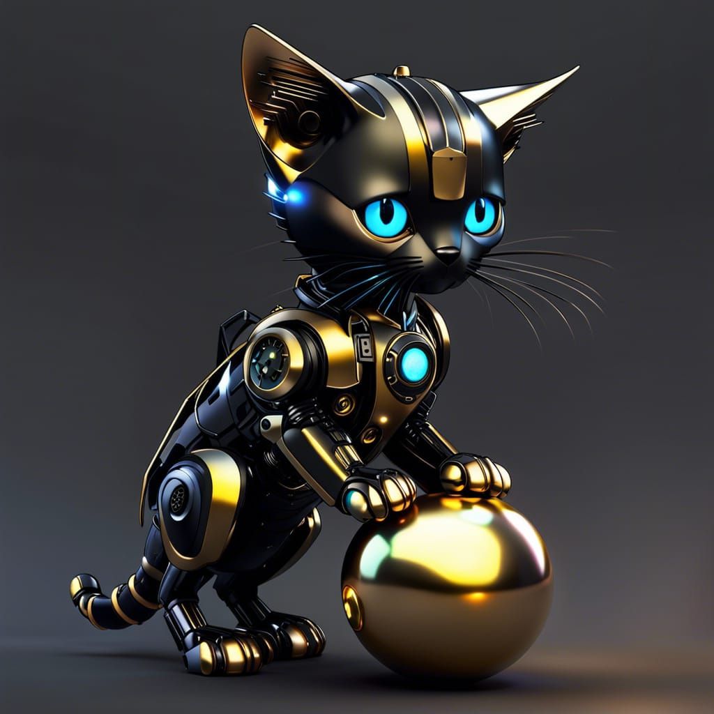 Robo kitten plays with the ball!!! - AI Generated Artwork - NightCafe ...