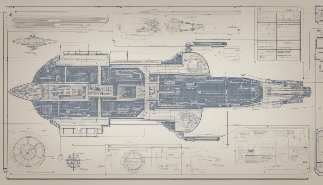 Spaceship blueprint, realistic manufacturing plans - AI Generated ...