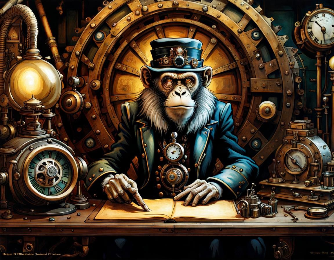 Old Steampunk Wizard Monkey - AI Generated Artwork - NightCafe Creator