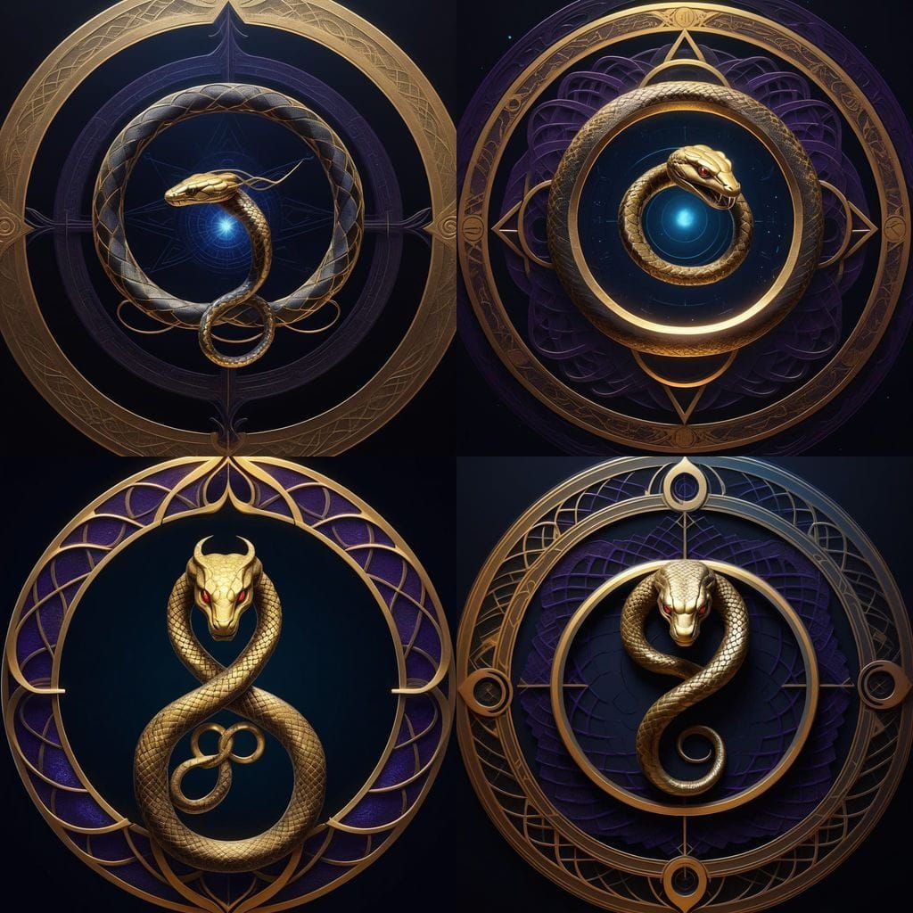 A sleek and mystical logo featuring an ouroboros snake forming the ...