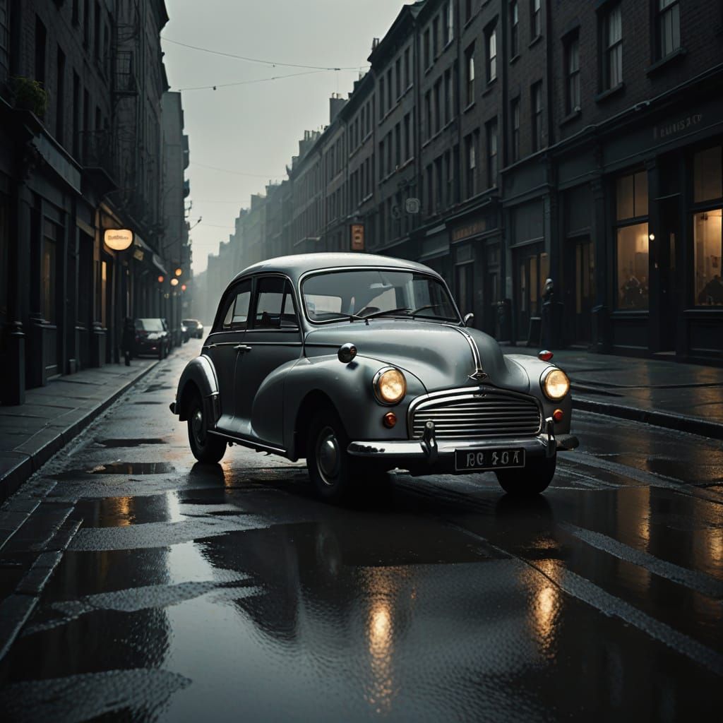 Hyper modern Morris Minor - Sleek Metallic Morris Minor in C...