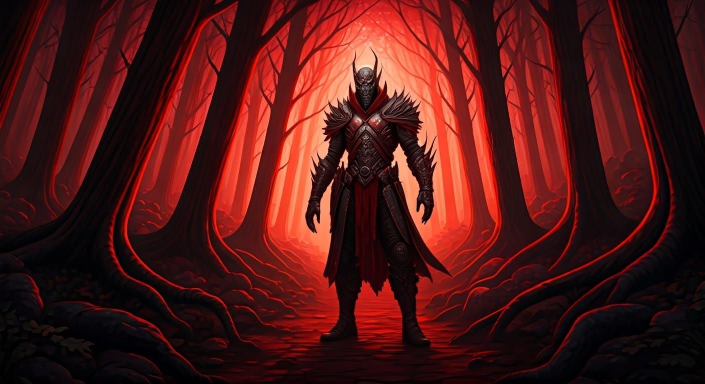 Red Black HDR Eldritch Forest - Eldritch Forest in Dark, V...