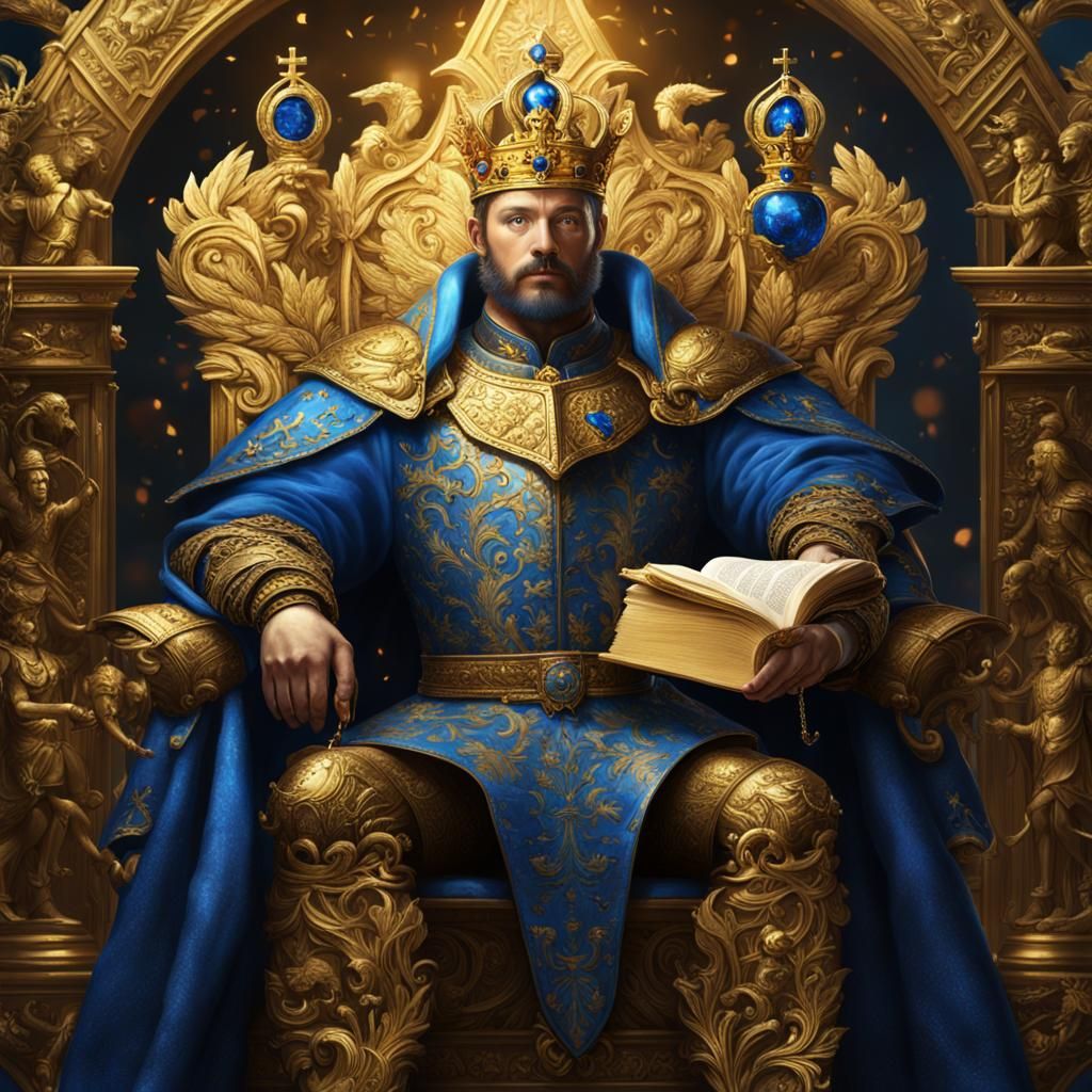 Male Leader of the Angels in golden armor, crown on head. - AI ...