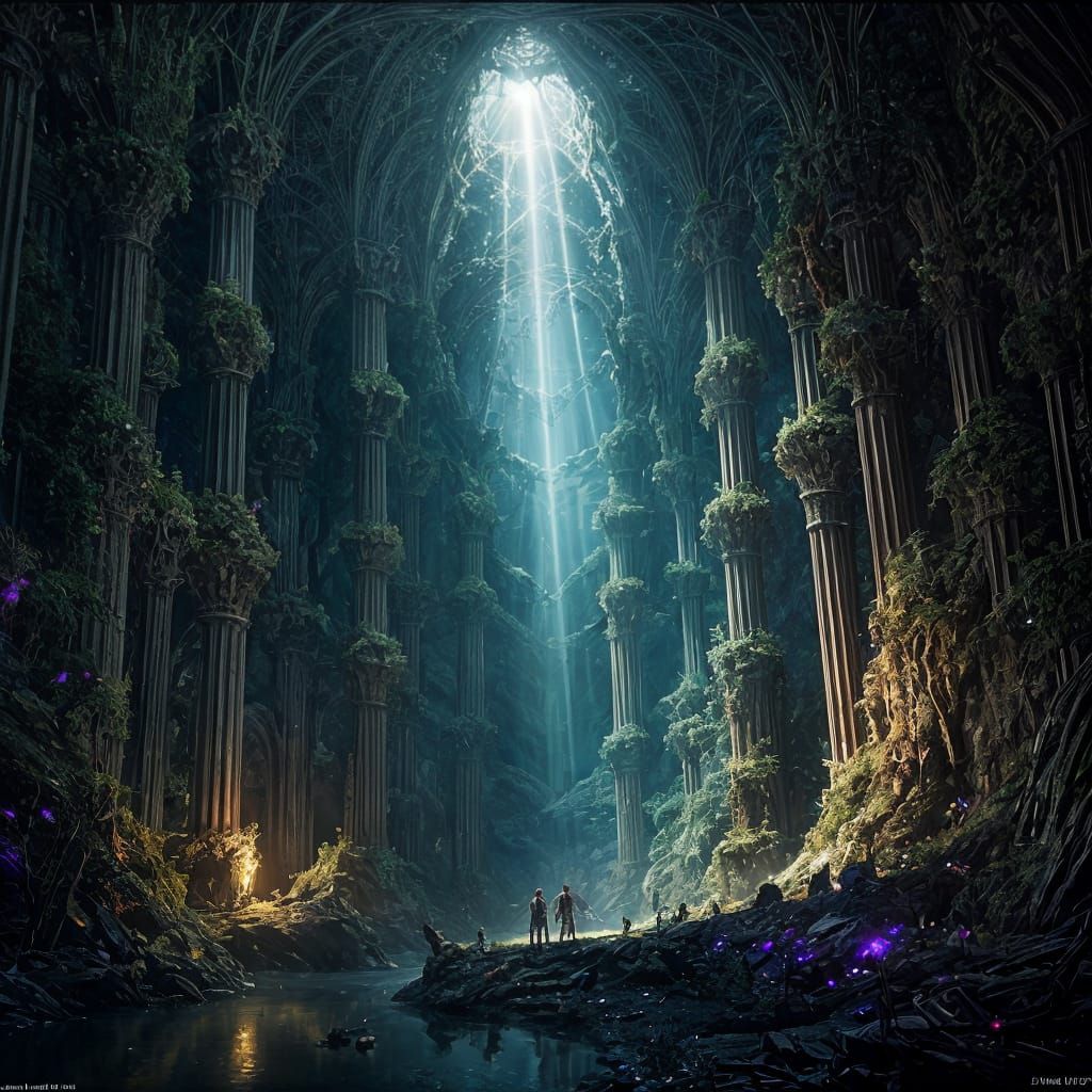 Descent into the glittering depths of the Faery Realm, tiny winged luminescent fairy creatures ...