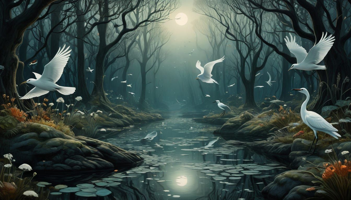 Surreal Dreamworld with Ethereal Creatures and Bio... - AI Art