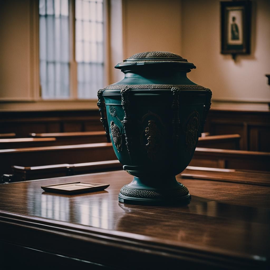 Urn, in a spooky funeral home - AI Generated Artwork - NightCafe Creator