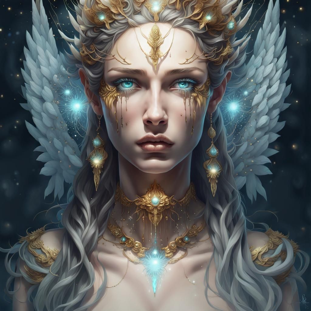 Goddess of Destruction. She is sad because she hates to be her