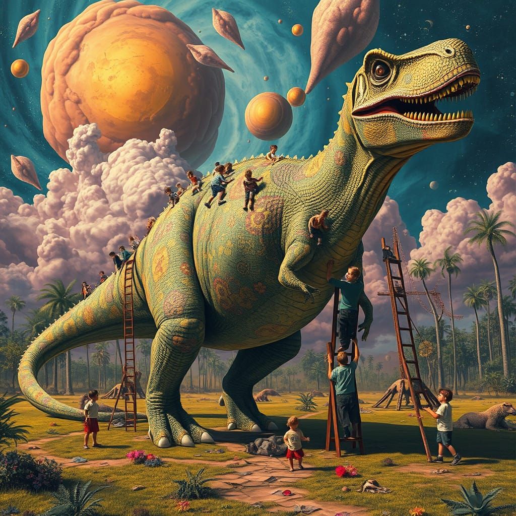 T-Rexcellent - Surreal T-Rex Playground in Cosmic Wonderland