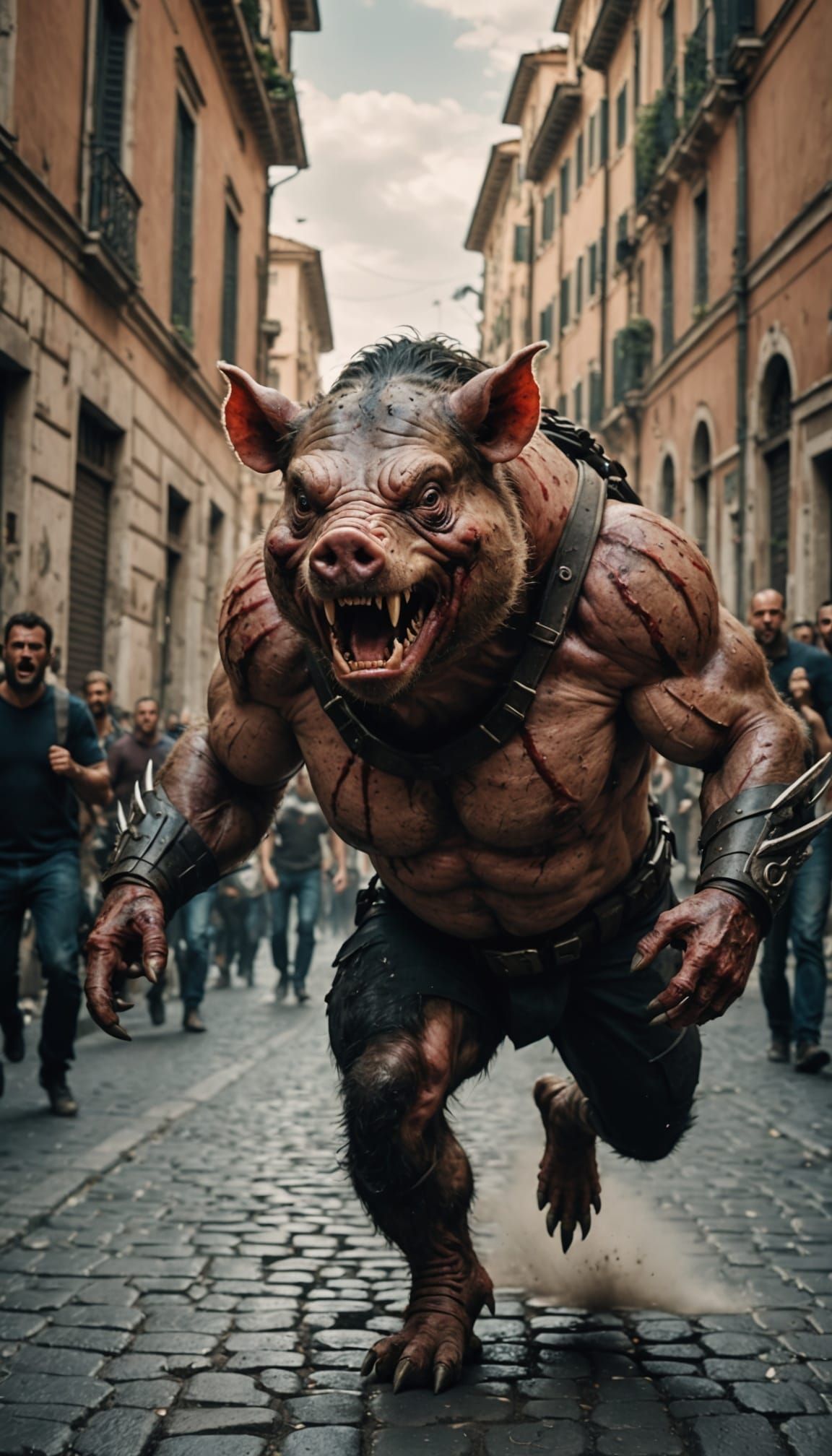 Rabid Pig Rampage Through Ancient Rome - AI Art