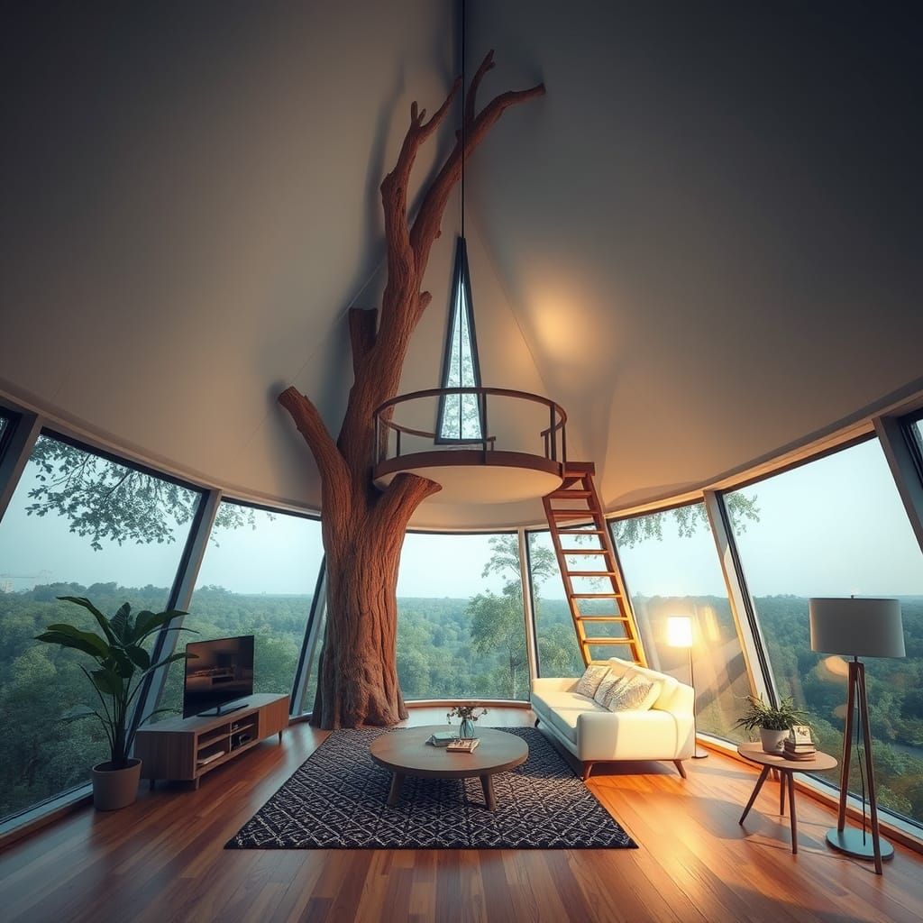 TREEHOUSE INTERIOR (MODERN) - Sleek Modern Treehouse Sanctua...