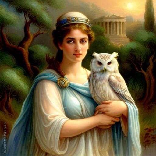 The Goddess Athena with owl 2 - AI Generated Artwork - NightCafe Creator