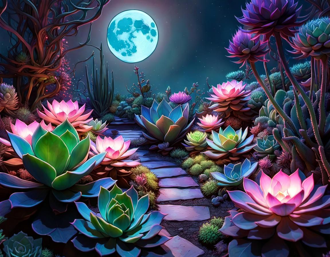 Moonlight Garden Path - AI Generated Artwork - NightCafe Creator