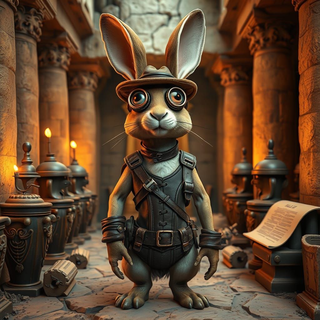 Steampunk Rabbit Adventurer in Aardman Claymation ... - AI Art