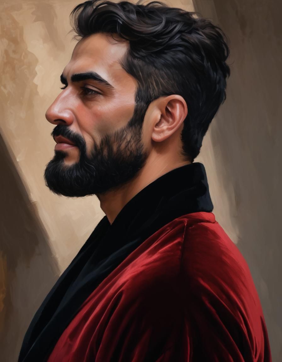 A handsome Arab with black hair and beard - AI Generated Artwork ...