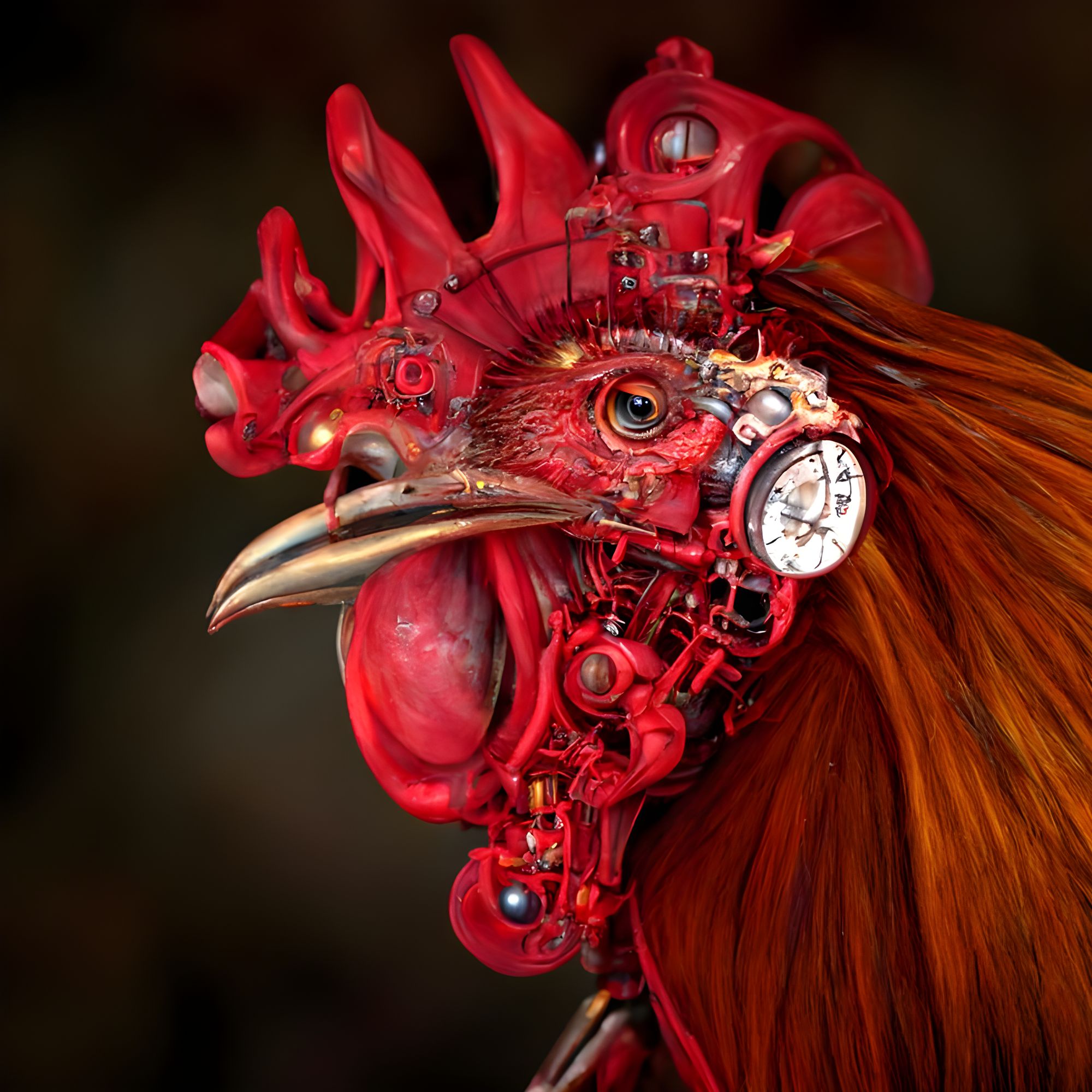 Clockwork Rooster, digital AI, created by me 2022 : r/CreepyArt