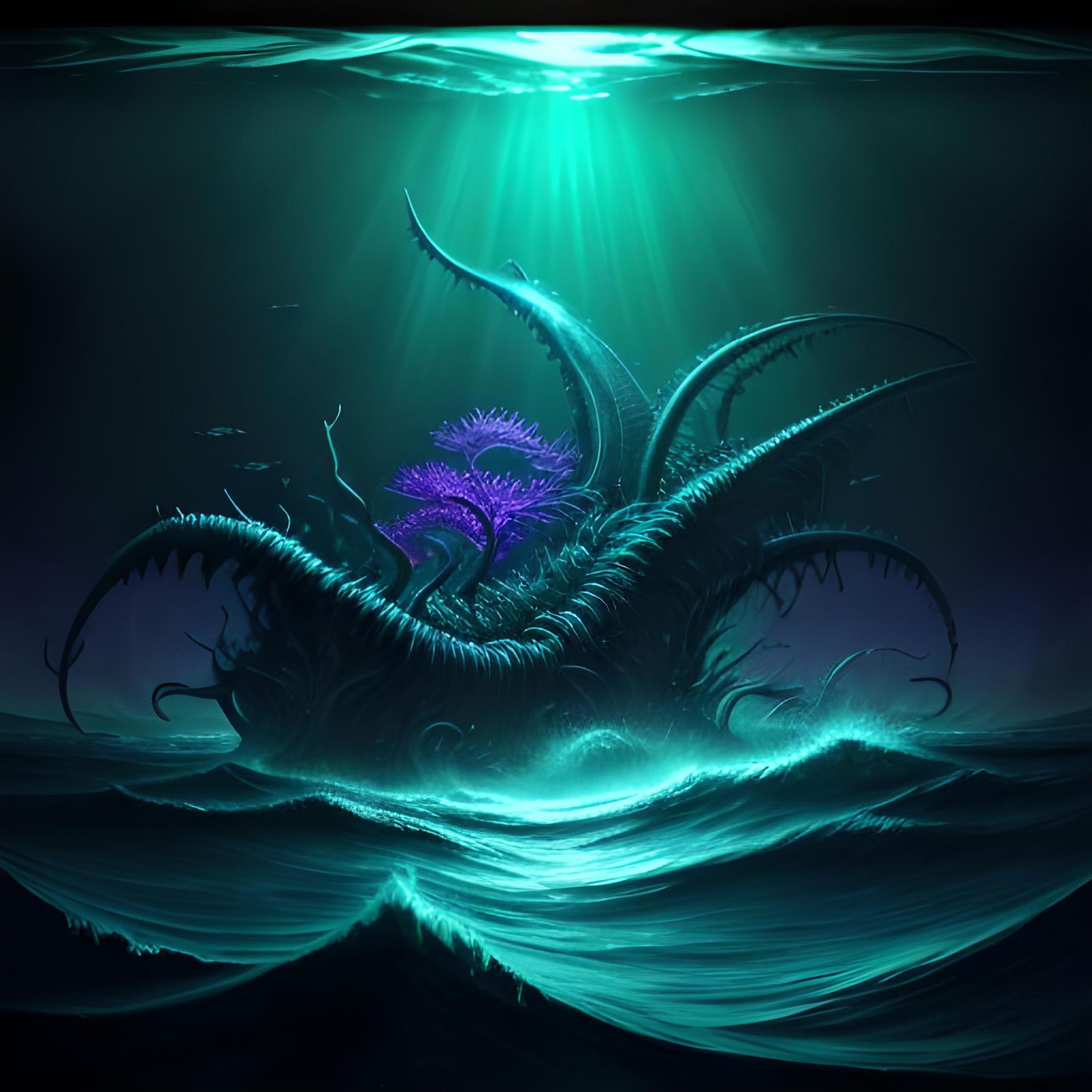 Atlantic gothic art romanticism dynamic lighting lens flare underwater ...