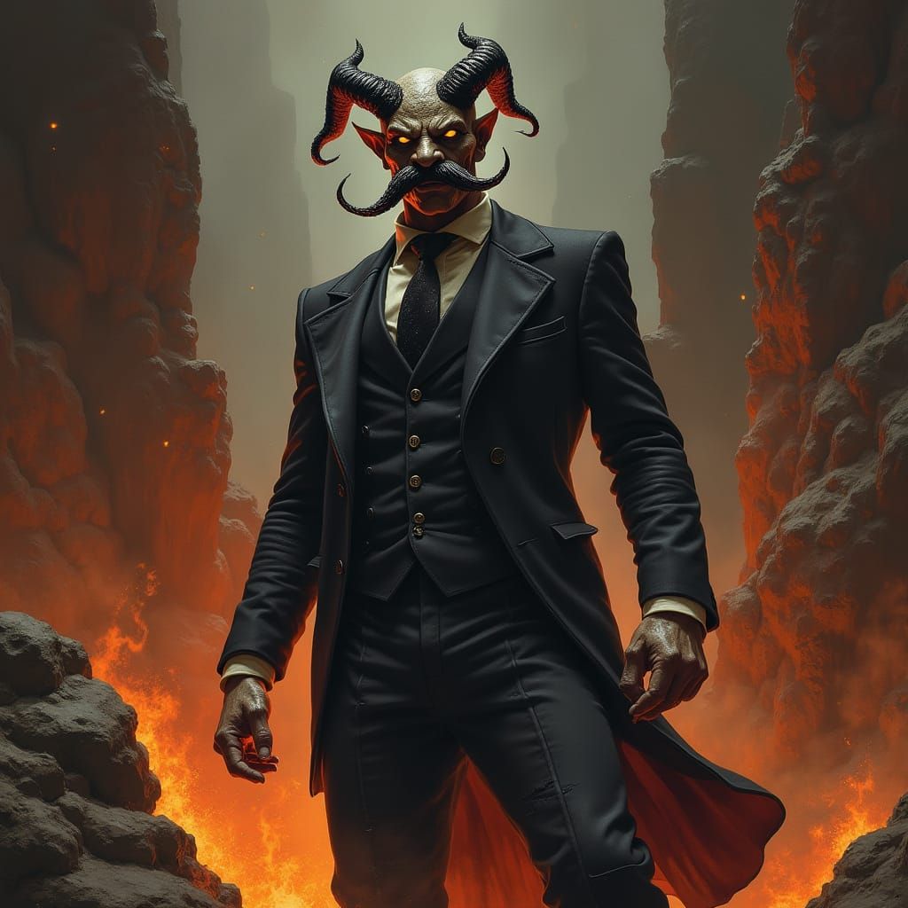 dnd pit fiend mustache - Dark Fantasy Pit Fiend with Elegan...