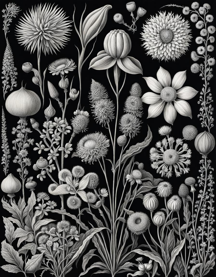 Botanical Ink Drawing: Wildflowers (DC) - AI Generated Artwork ...