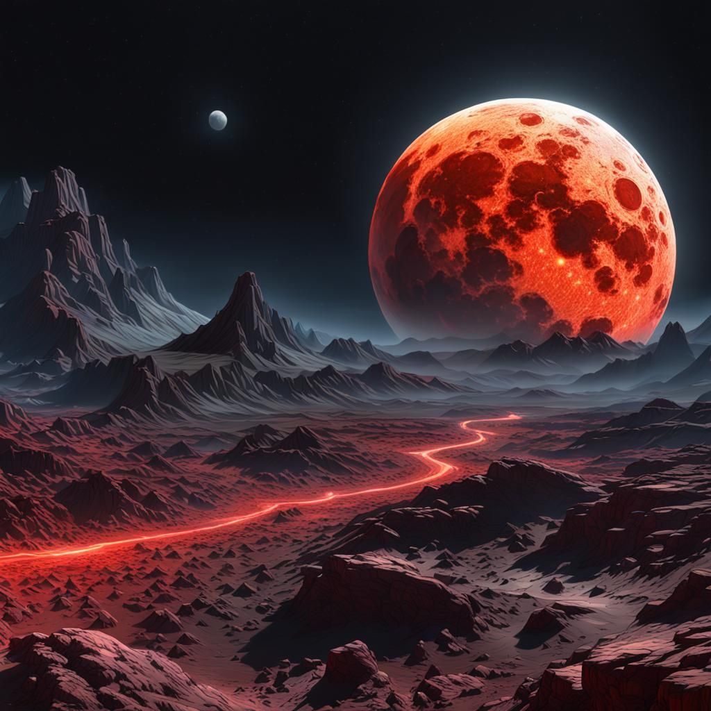 Red Hot Moon - AI Generated Artwork - NightCafe Creator