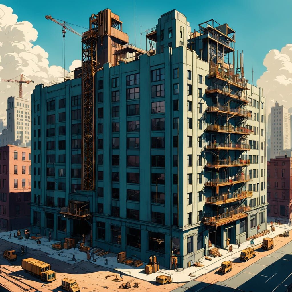 A building in the middle of construction where you can see all the ...