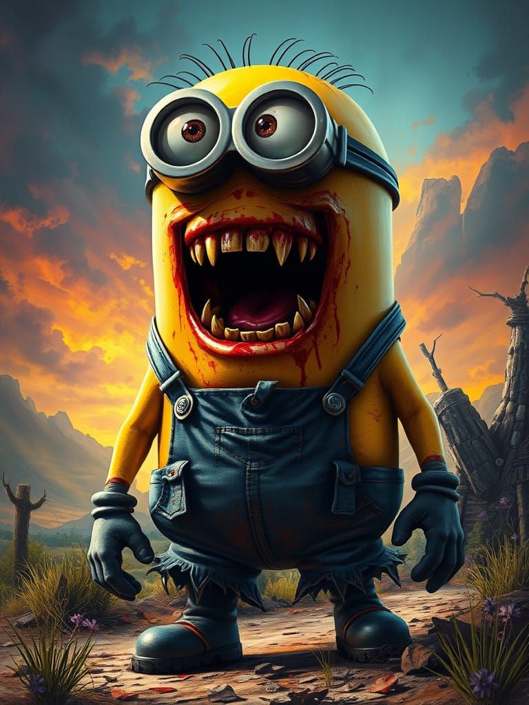 horror (theme), overalls, monster, teeth, blood, minion,