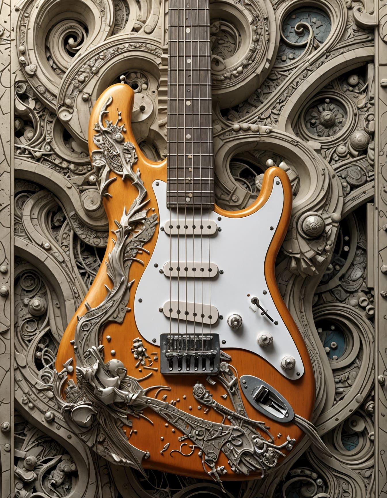 Guitar God Meets Surreal Landscape in Vibrant Rafa... - AI Art