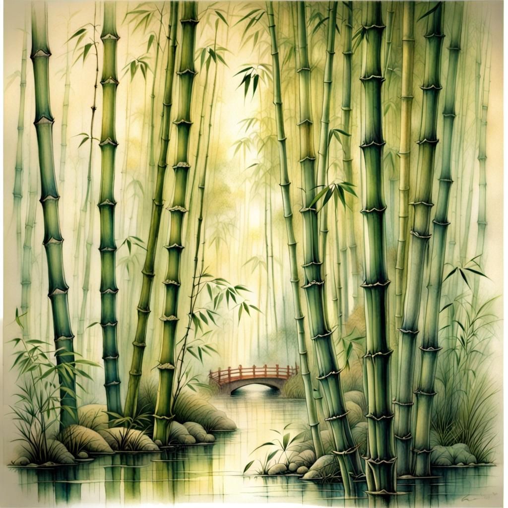 Intricate drawing of a bamboo swamp - AI Generated Artwork - NightCafe ...