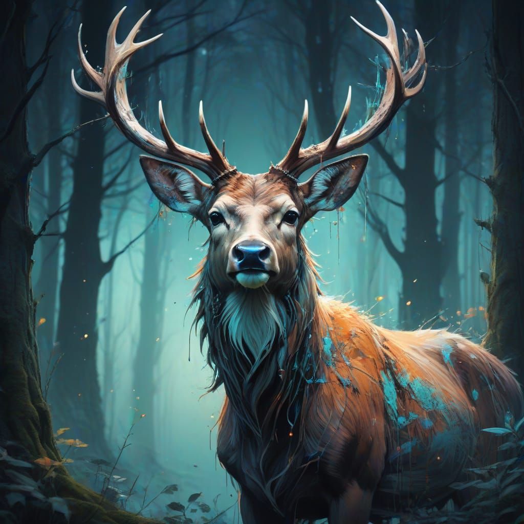 Enchanted Forest Twilight Deer in Dreamlike Whimsy - AI Art