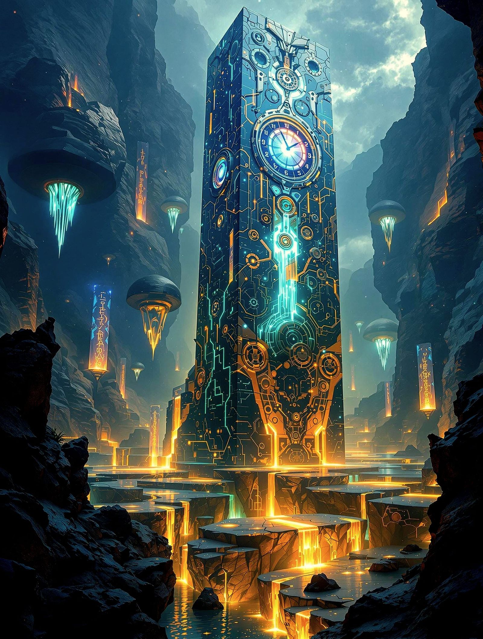 Colossal Alien Monolith Dominates Earth Landscape - AI Art