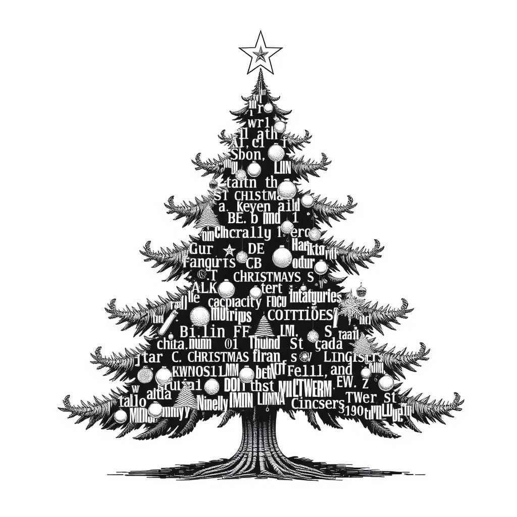 Christmas tree... - Vintage-Inspired ASCII Art Christmas Tre...