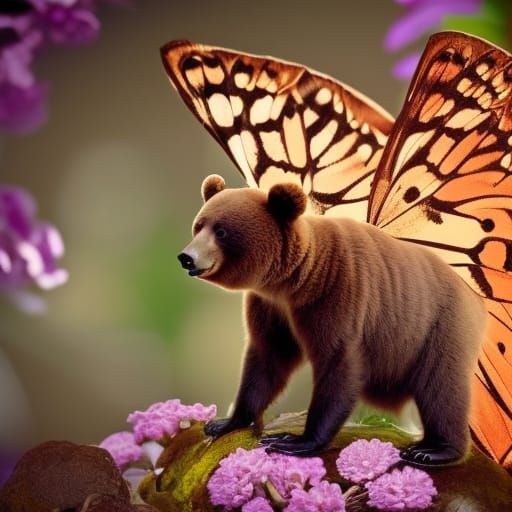 photograph of an Adorable bear butterfly with beautiful butterfly wings ...