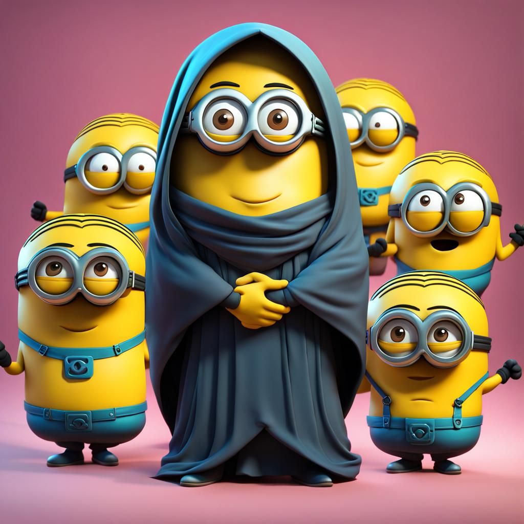 Asian Minion wearing a burqa style of cartoon-like figures, zbrush ...