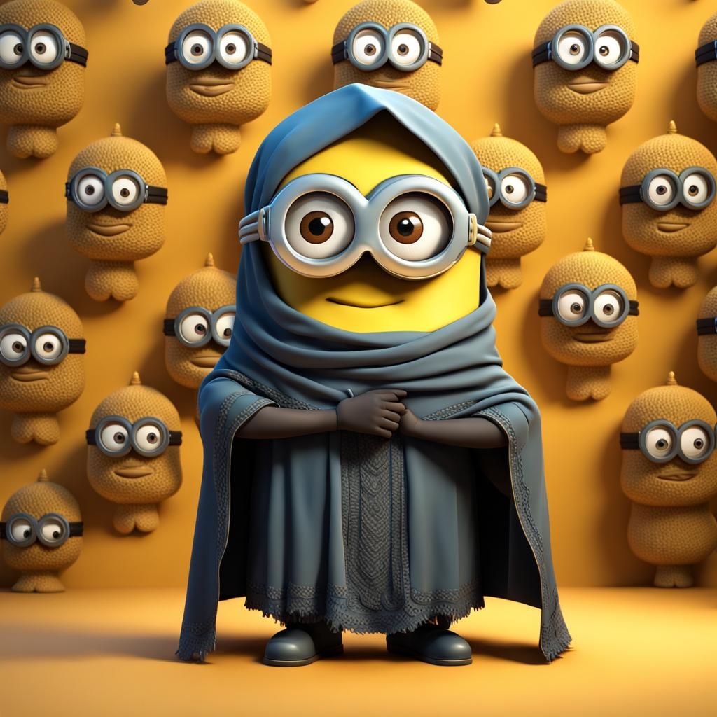 Asian Minion wearing a burqa style of cartoon-like figures, zbrush ...