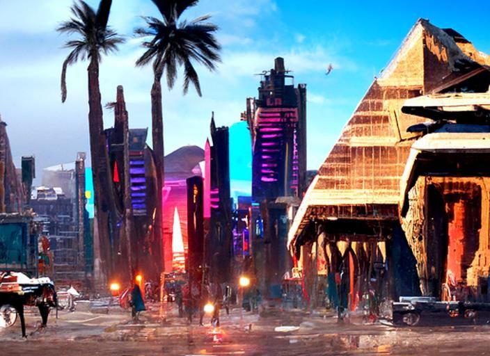 Just a touch up of Futuristic Egypt. Floating mrtalic pyramids and ...