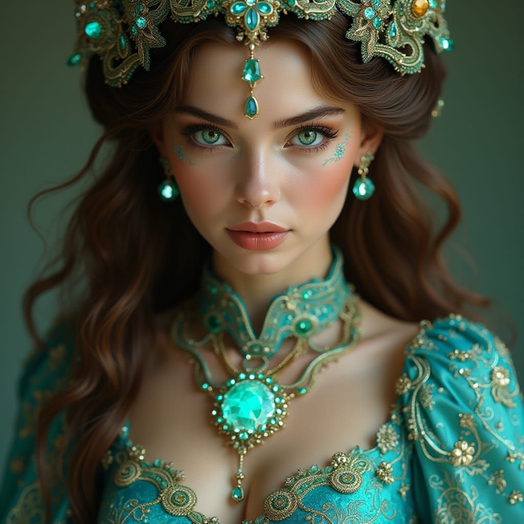 Hyperrealistic Portrait of a Futuristic Goddess in... - AI Art