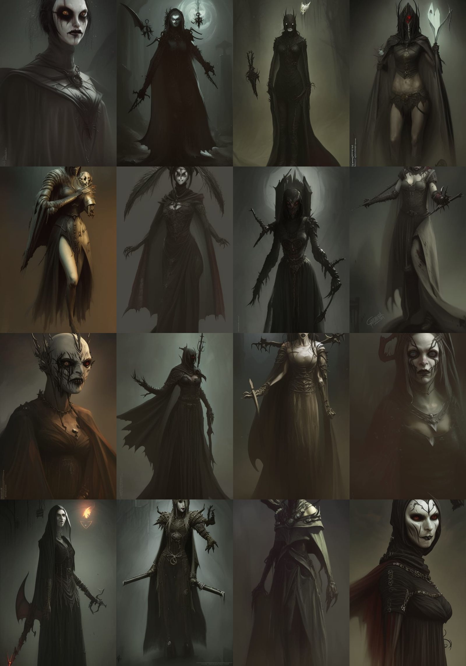 creepy ugly medieval slavic female vampire, dark nightmare, shaman ...