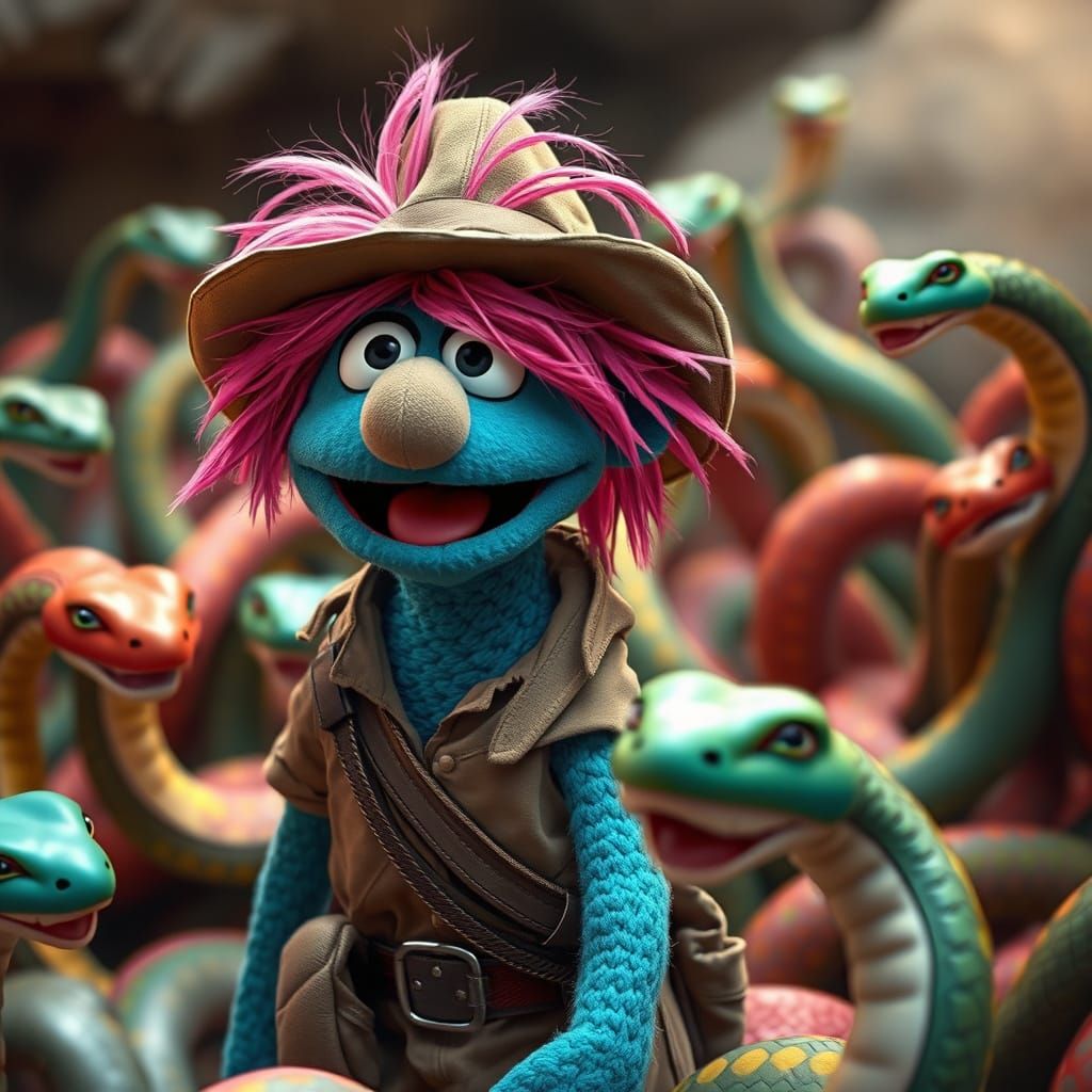 Muppet explorer in a pit of snakes - Muppet explorer in a pi...