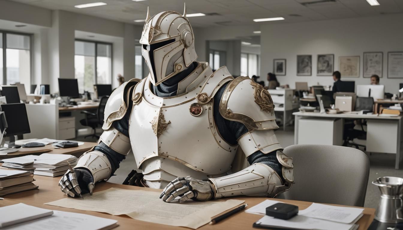 A captivating image of a white knight, "Le lanceur d'alerte," at his ...