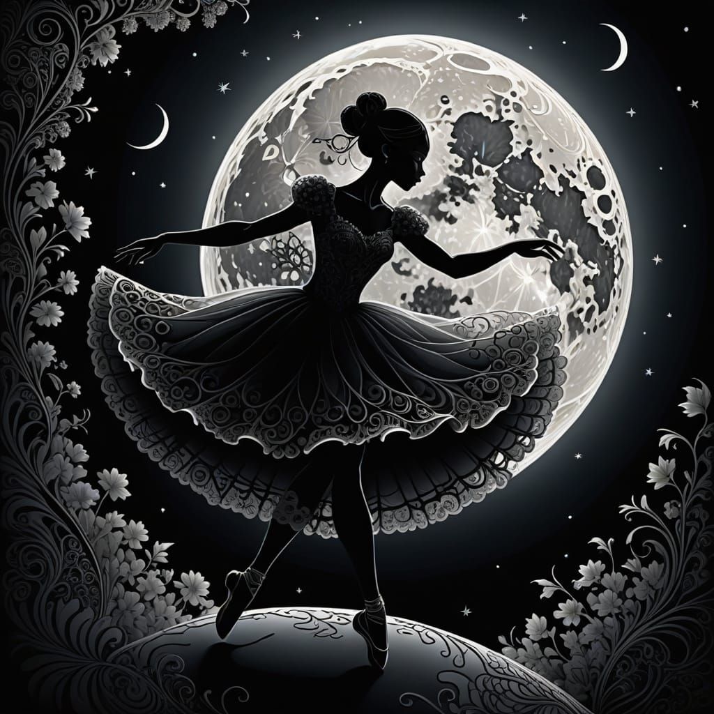 Dancing in the Moonlight - Ballerina Dancing Under Moon in Z...