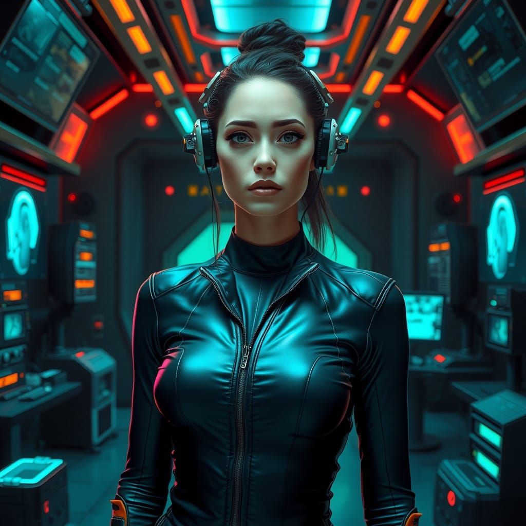 Dystopian Mind Control Subject in Futuristic Lab - AI Art