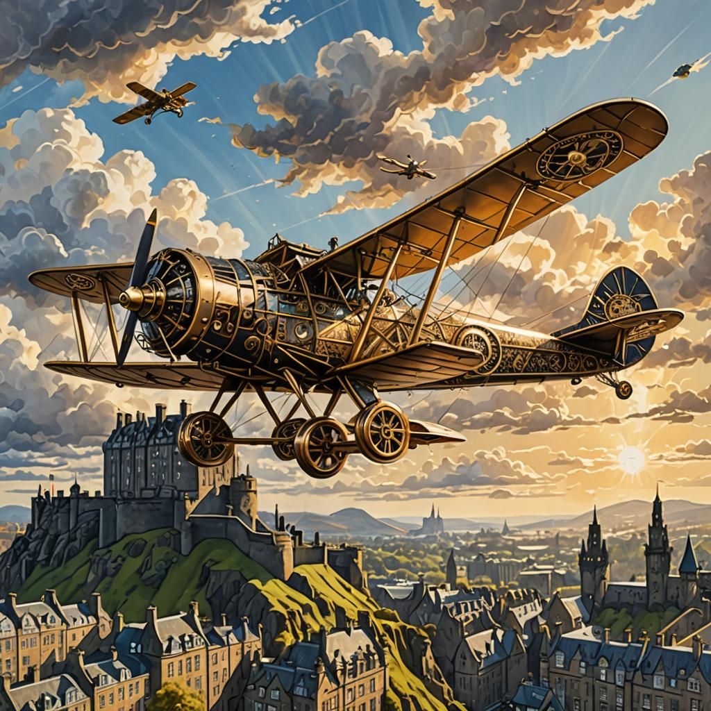 Steampunk Biplane No. 3 - AI Generated Artwork - NightCafe Creator